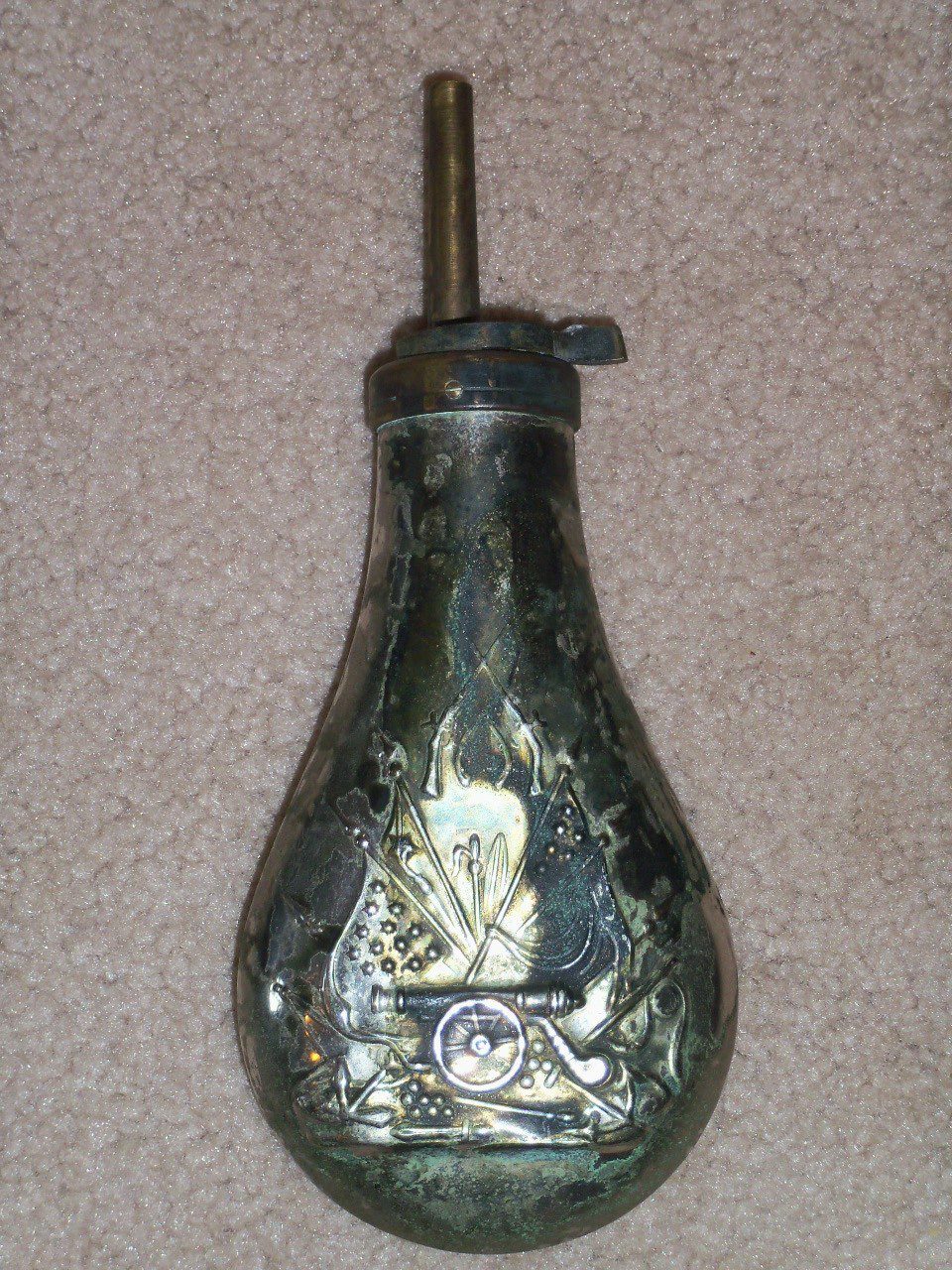 CIVIL WAR POWDER FLASK | S&H Civil War Antiques